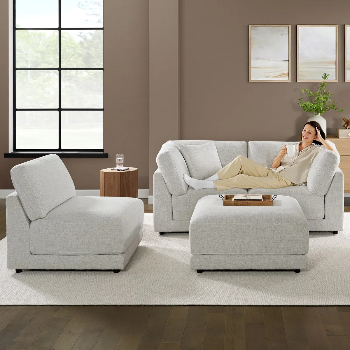 Dayna 4-piece Fabric Modular Sectional – The Home Outlet